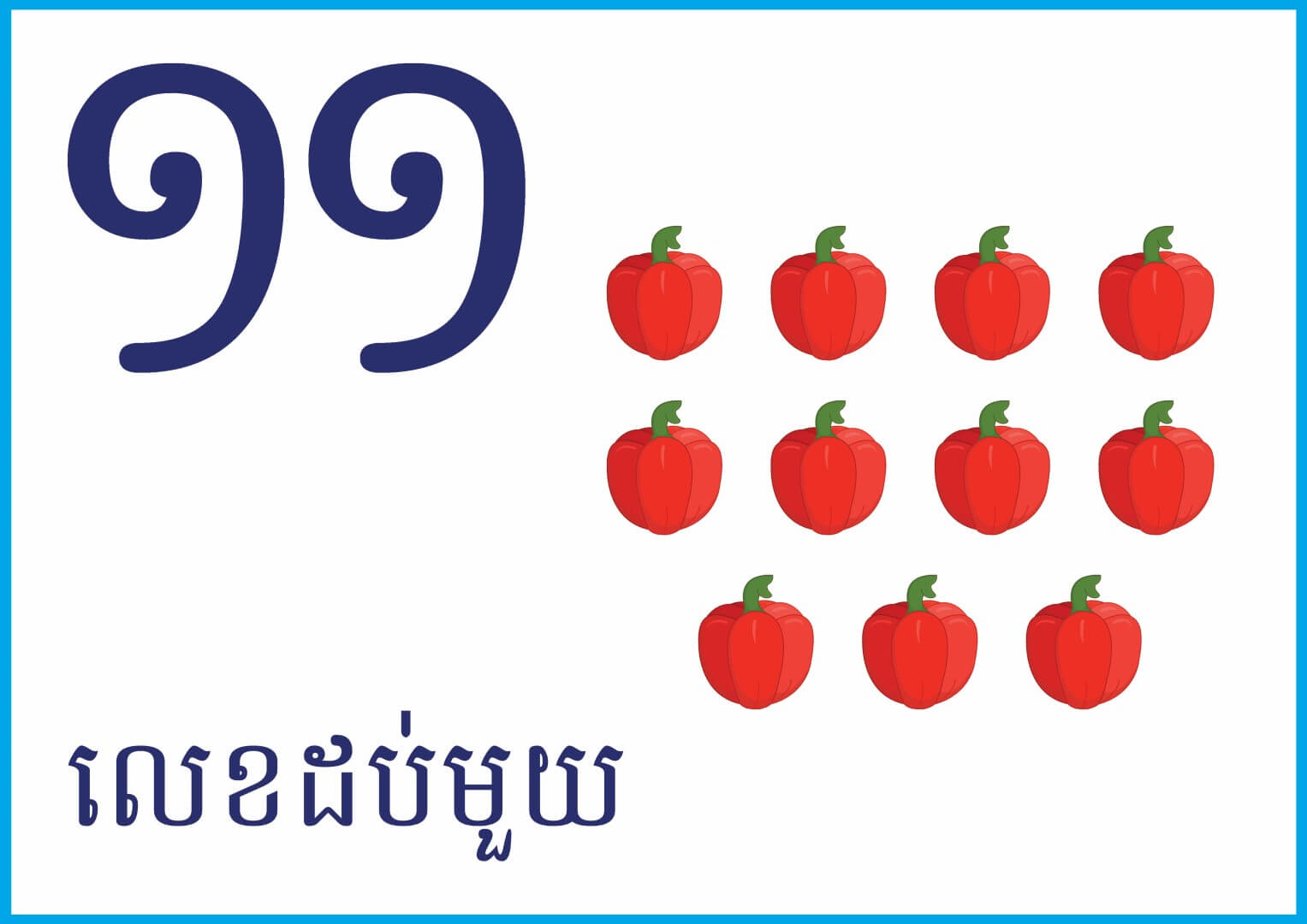 កាត លេខខ្មែរ ពីលេខ១ ដល់លេខ៣១ (ពណ៌) – Rermork Digital Library